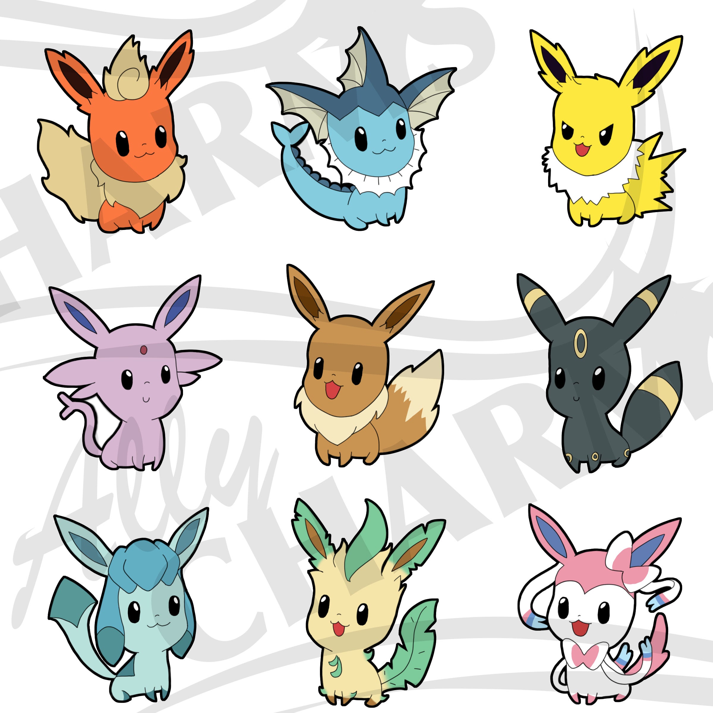 how to draw chibi eeveelutions